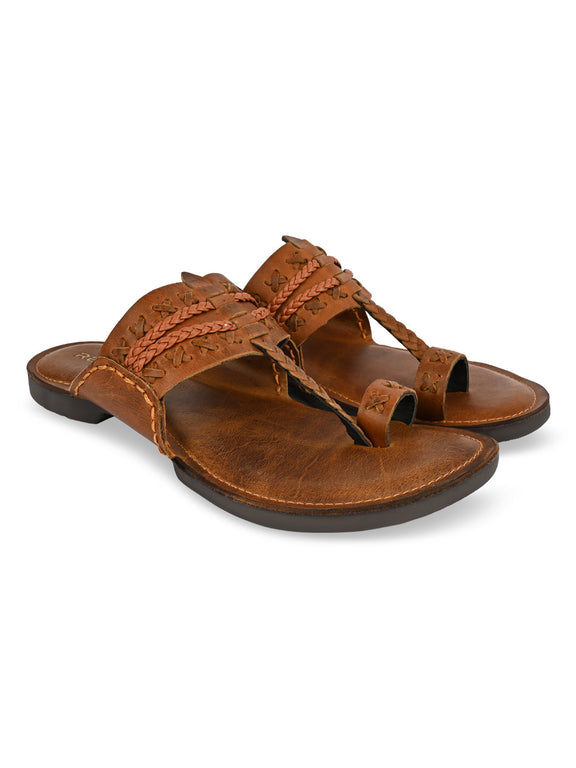 Shop Regal Tan Men Stylish Leather Kolhapuri Sandals Online